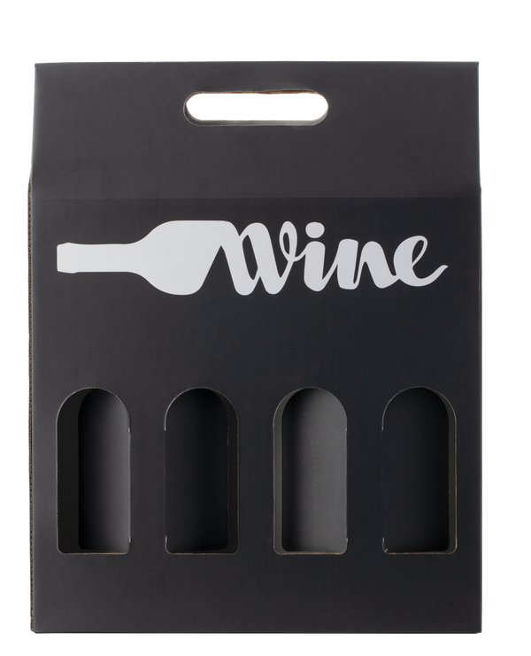 4 Bottle Wine Gift Box - Black - Molloys Liquor Stores